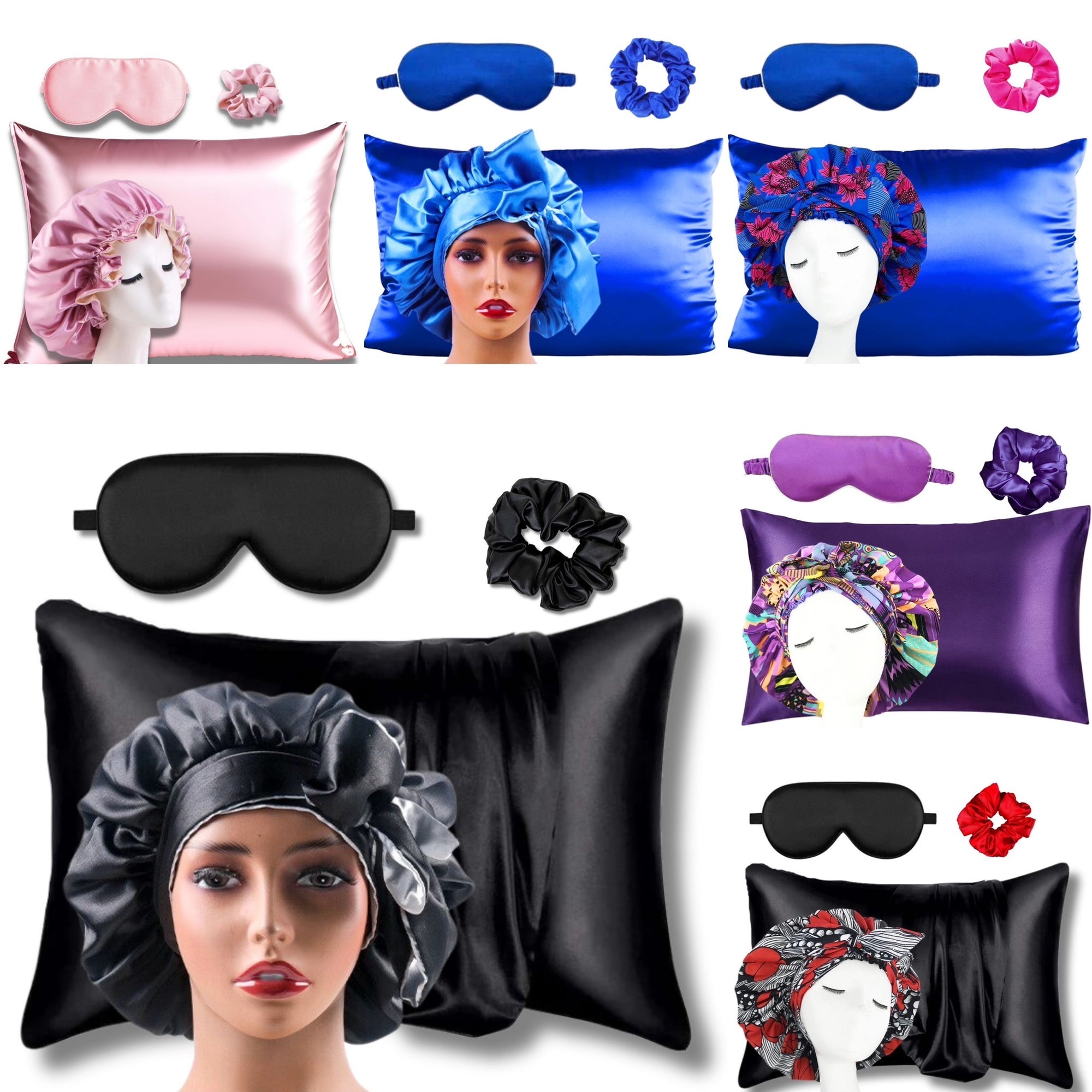 Satin Bonnet for hair, Pillowcase, eye mask, hair scrunchie Beauty ...